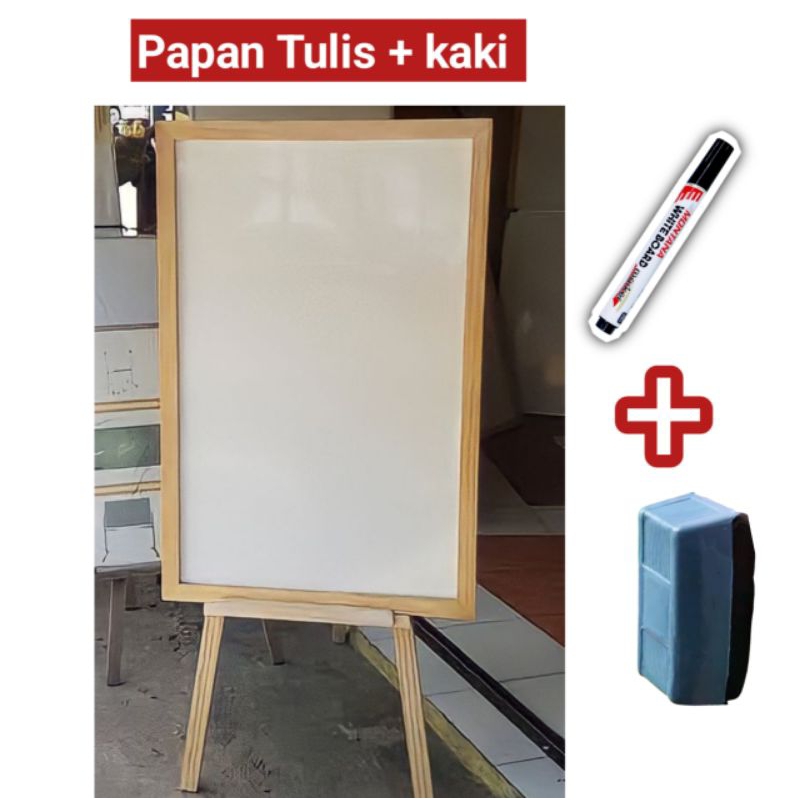 Jual Papan Tulis Whiteboard 50x80cm + kaki (Bonus Spidol & Penghapus ...