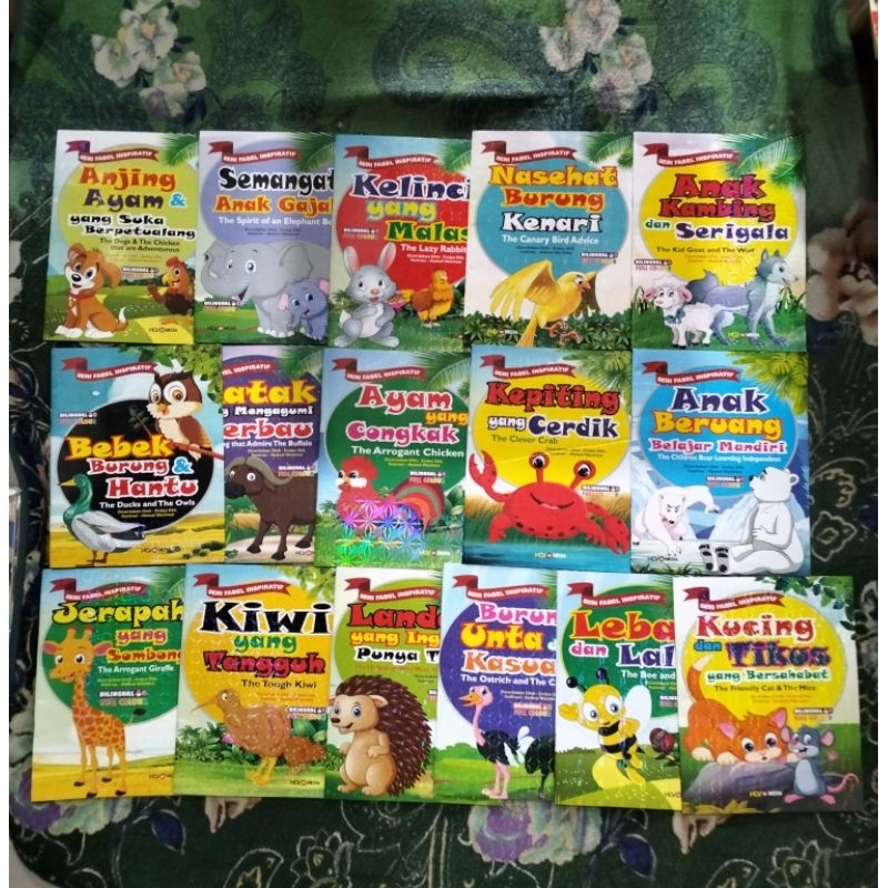Jual BUKU FABEL CERITA ANAK DAN DONGENG BINATANG BILINGUAL FULL COLOUR ...