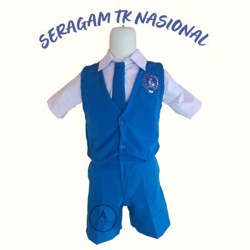 Jual seragam TK nasional biru putih cowok celana pendek | Shopee Indonesia