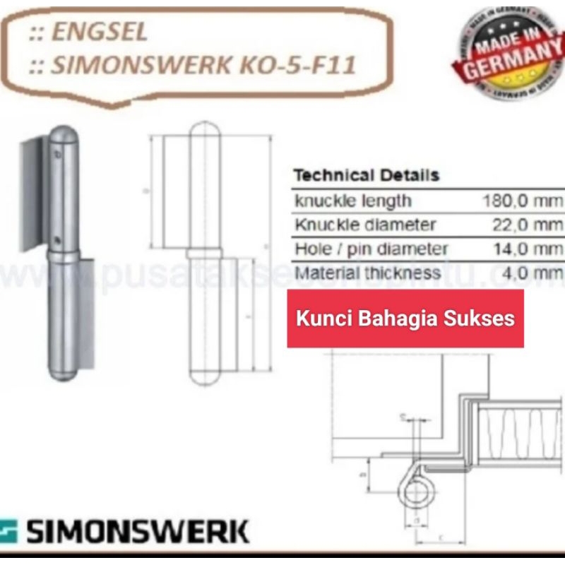 Jual ENGSEL PINTU BESI SIMONSWERK KO-5-F11-BAJA ENGSEL BUBUT BEBAN ...