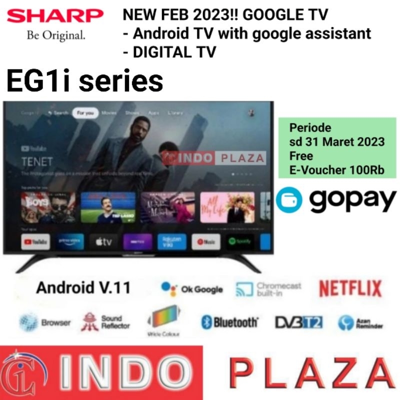 Jual TV SHARP 50 2T-C50EG1i SMART GOOGLE ANDROID TV NEW 2023 (Khusus Medan) | Shopee Indonesia