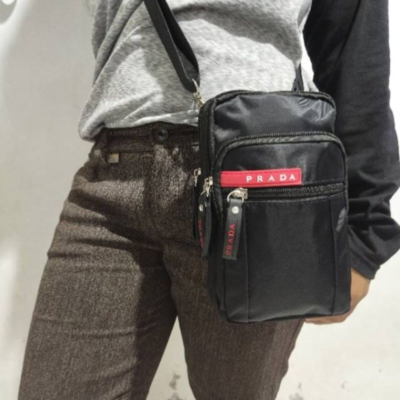 Jual Tas selmpang mini pria/tas hp prada 050 | Shopee Indonesia
