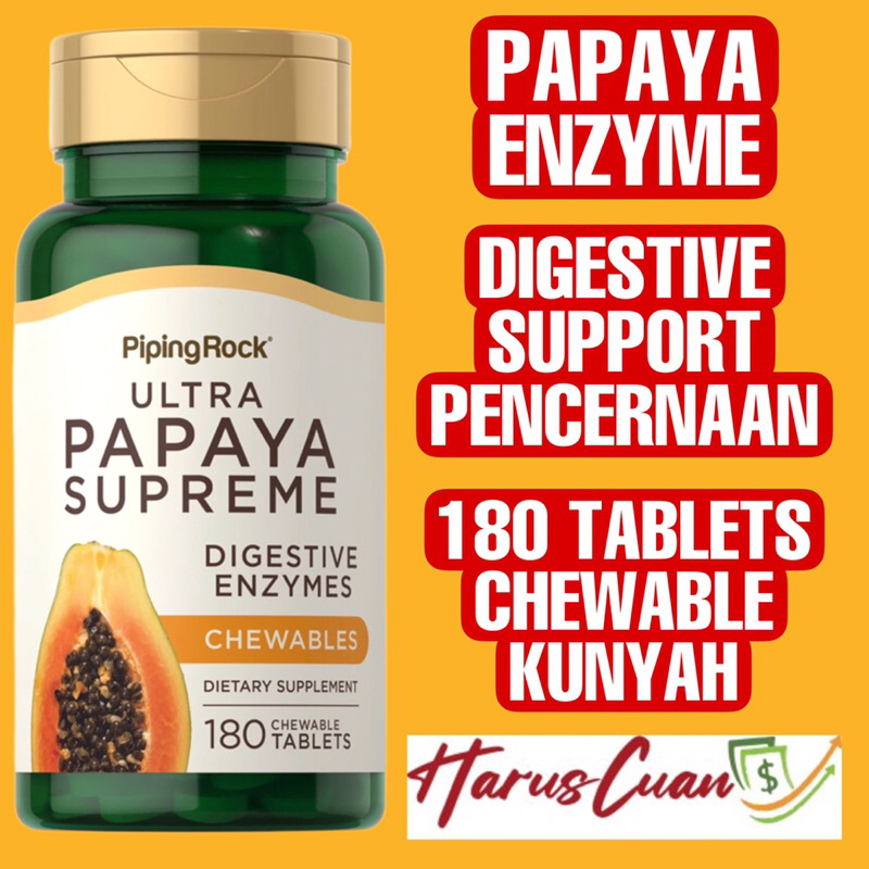 Jual Piping Rock Ultra Papaya Enzyme Supreme 180 Tablets Chewable ...