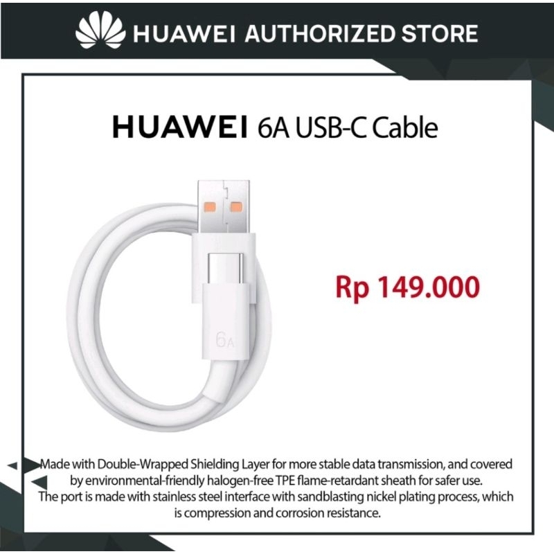 Jual Huawei Kabel Data / Charger 6A Original For P30 pro Mate 40 Pro ...