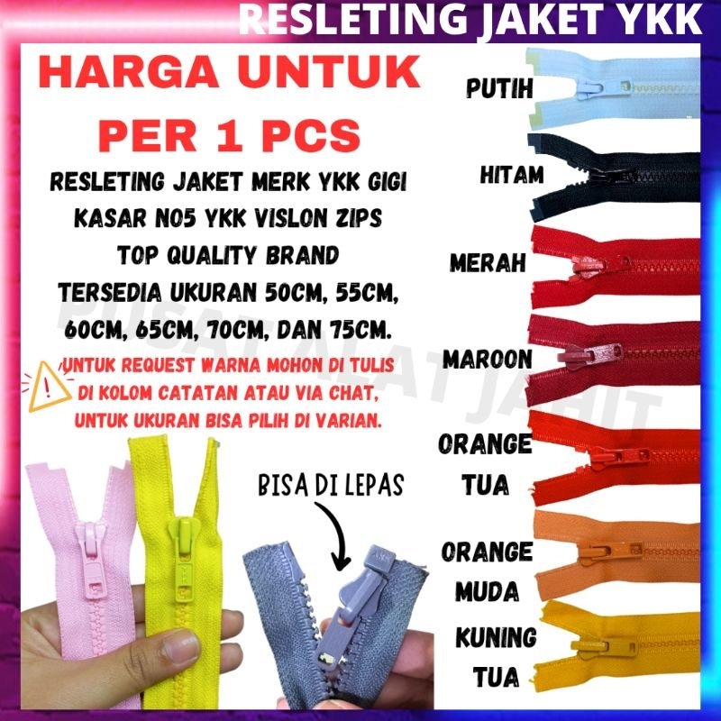 Jual RESLETING SLETING SELETING GIGI KASAR JAKET ZIPPER JACKET YKK 65 CM | Shopee Indonesia