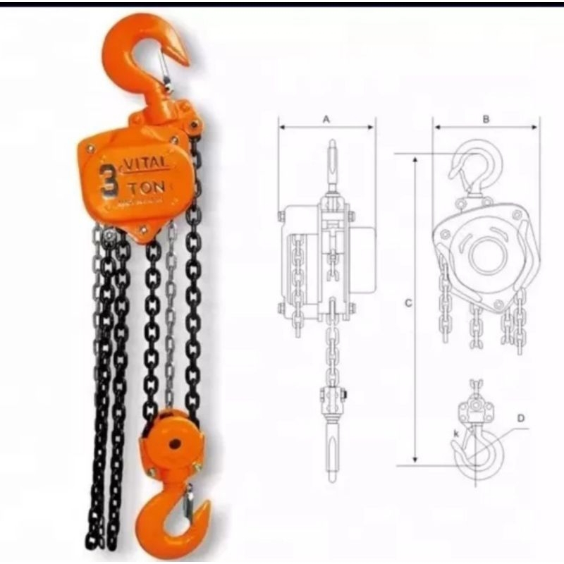 Jual Chain block vital 3 ton x 3 meter kerekan tekel manual made in ...