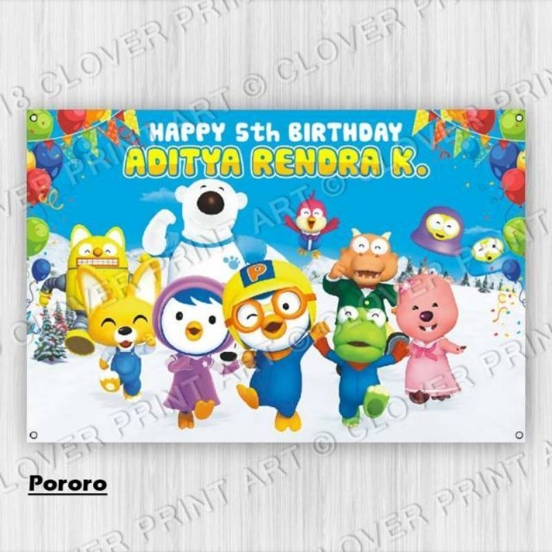 Jual Backdrop Ulang Tahun Tema Pororo uk 1,5x1 meter | Shopee Indonesia