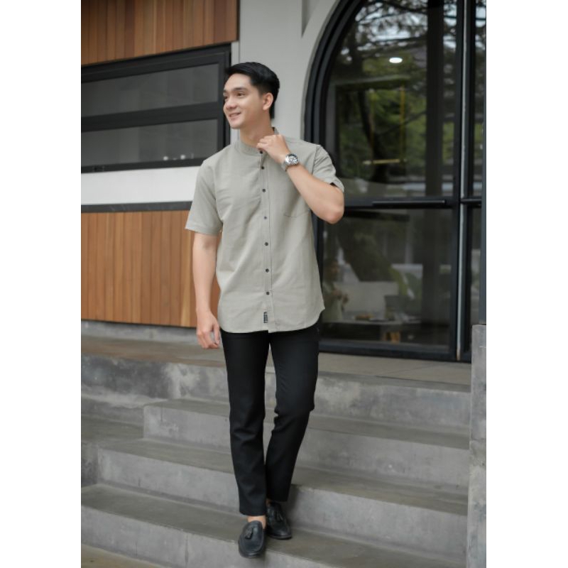 Jual kemko Ness WARDROBE sage cotton linen - kemeja koko - kemeja ...