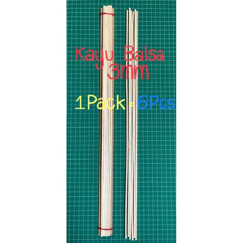 Jual (6 PCS) KAYU BALSA STIK UKURAN 2 MM & 3MM / KAYU BALSA / KAYU ...