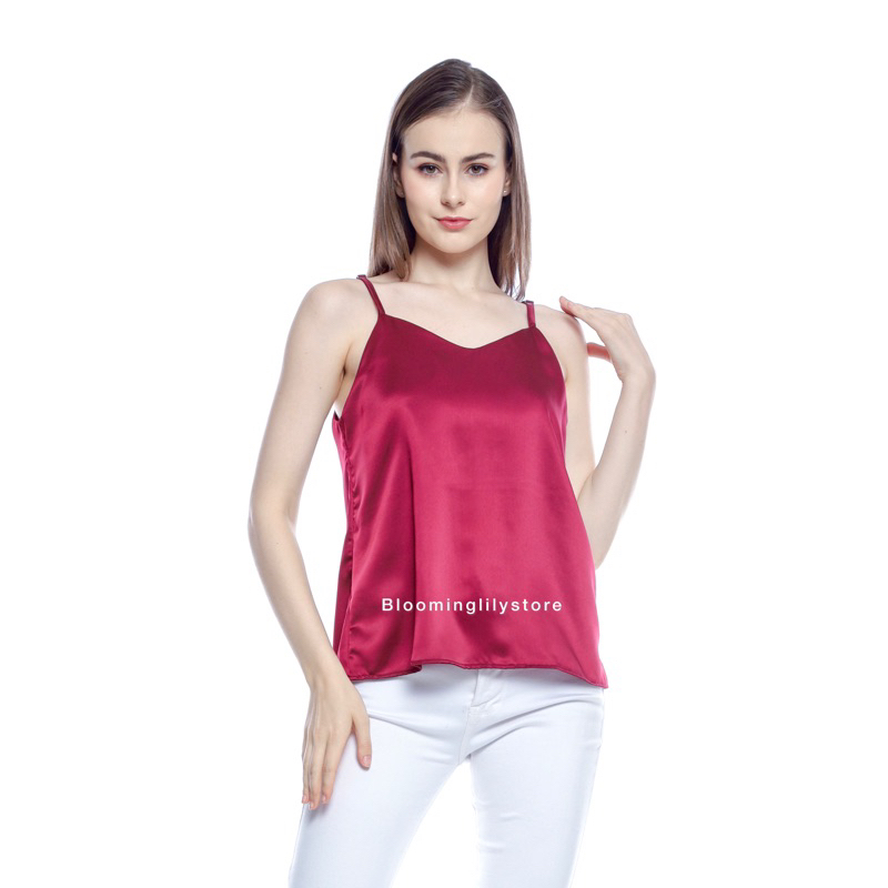 Jual Tanktop Satin Sleeveless | PREMIUM ADJUSTABLE STRAP | Clover Basic ...