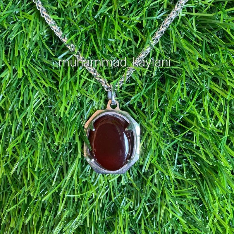 Jual kalung liontin monel batu akik yaman ahmar (N) | Shopee Indonesia