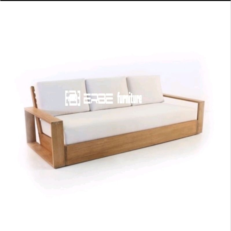 Jual Bangku sofa 3 dudukan minimalis panjang kayu jati | Shopee Indonesia
