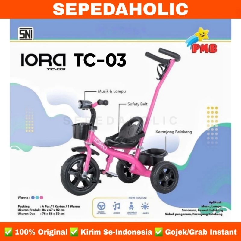 Jual Sepeda Anak Roda Tiga 3 PMB IORA TC 03 Stir Tricycle Lampu Musik | Shopee Indonesia