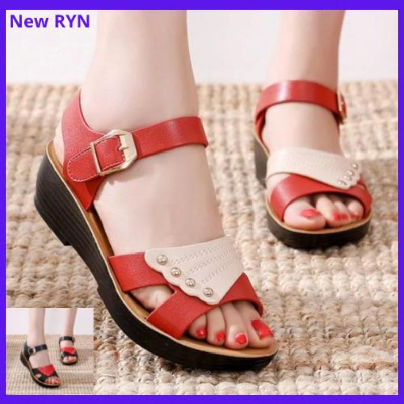 Jual Sandal wanita model terbaru bahan semi kulit premium (New RYN ...