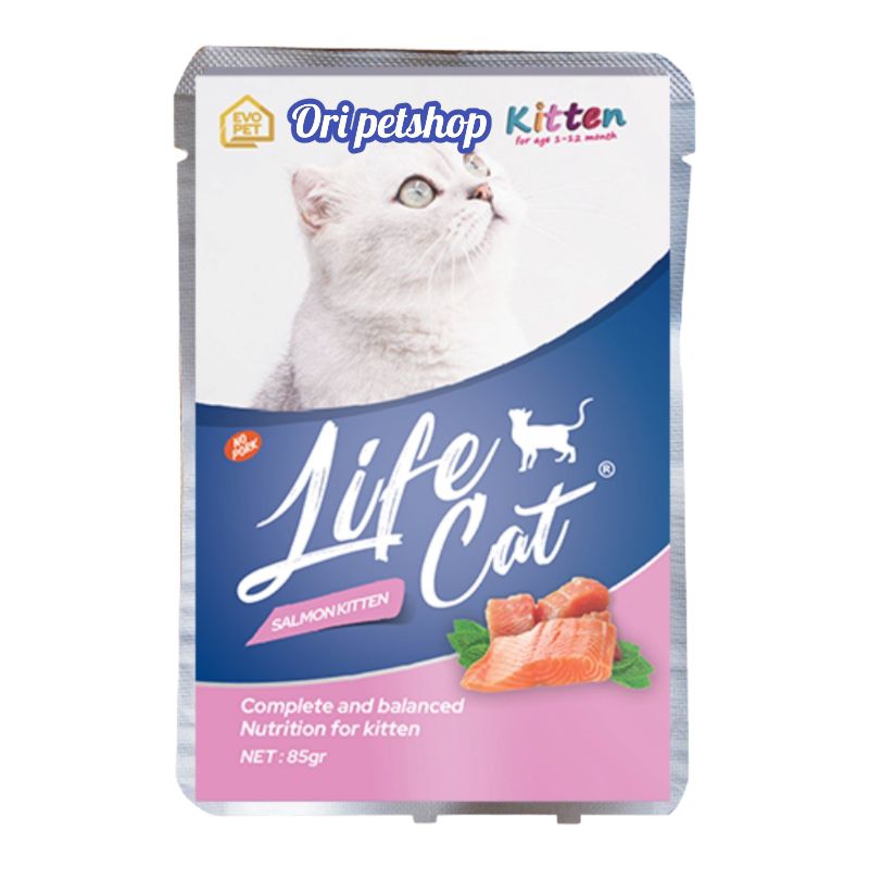 Jual (12 pouch) Life Cat Sachet Kitten Salmon Makanan Basah Kucing 85g ...