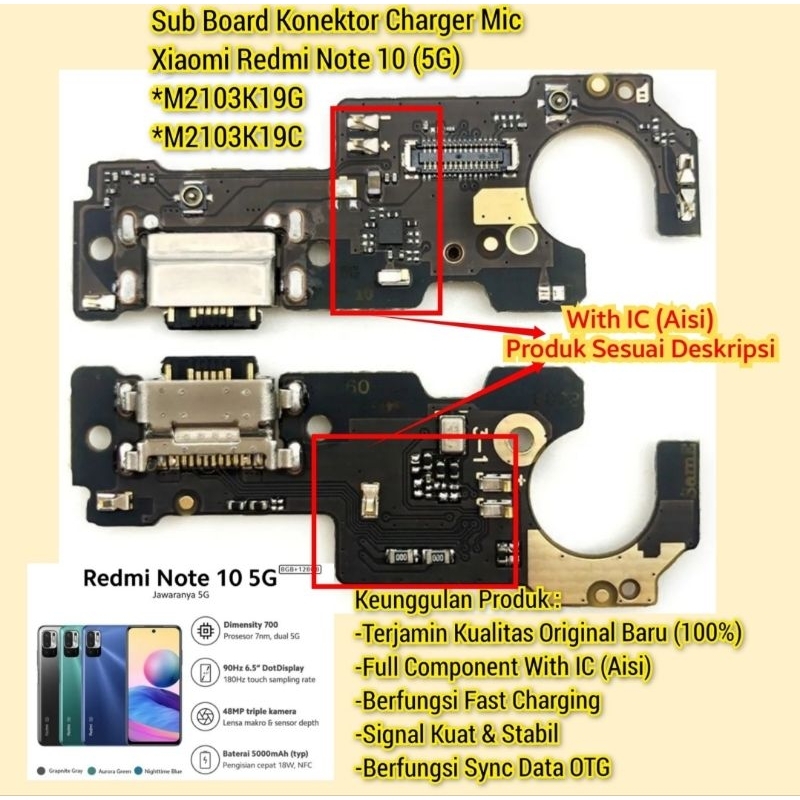 Jual Konektor Charger Mic Sub Board Xiaomi Redmi Note 10 (5G) (Full ...