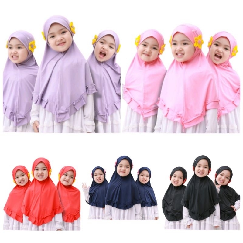 Jual Jilbab Anak Isma Bunga 2 Umur 2-6 tahun Bahan Jersey Hijab Lucu ...