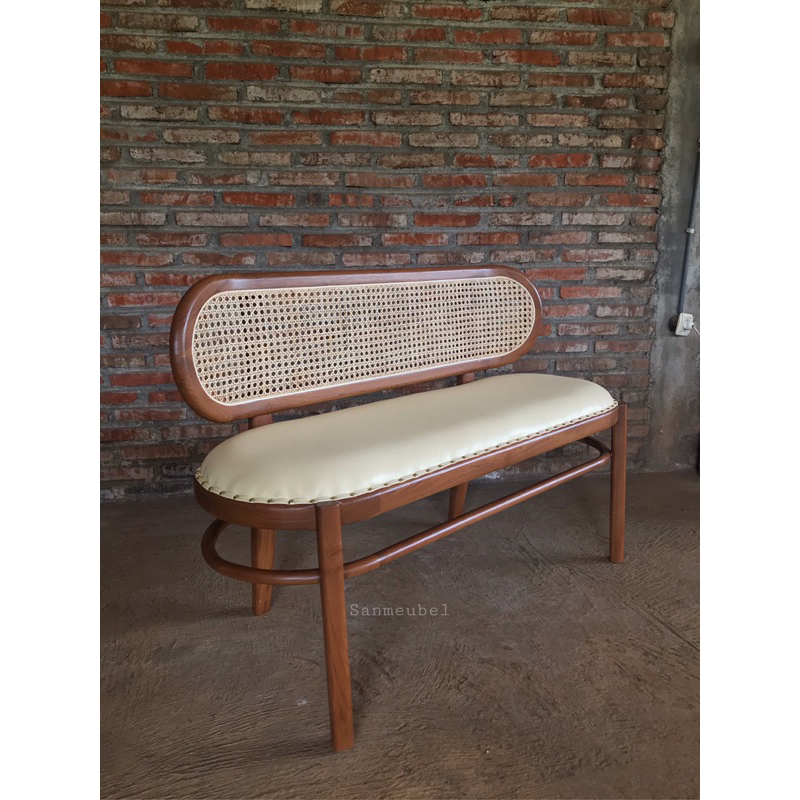 Jual BANGKU MINIMALIS KLASIK ROTAN KURSI MAKAN 2 DUDUKAN / BANGKU KURSI ...