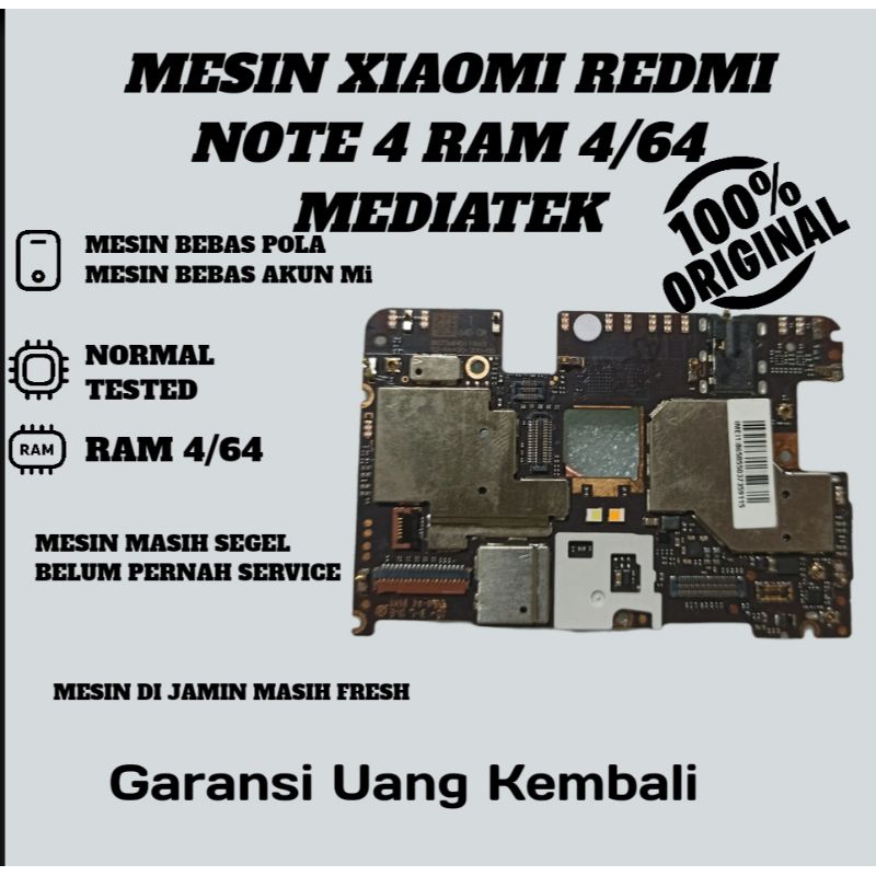 Jual MESIN XIAOMI REDMI NOTE 4 MEDIATEK RAM 4/64 NORMAL JAYA TINGGAL ...