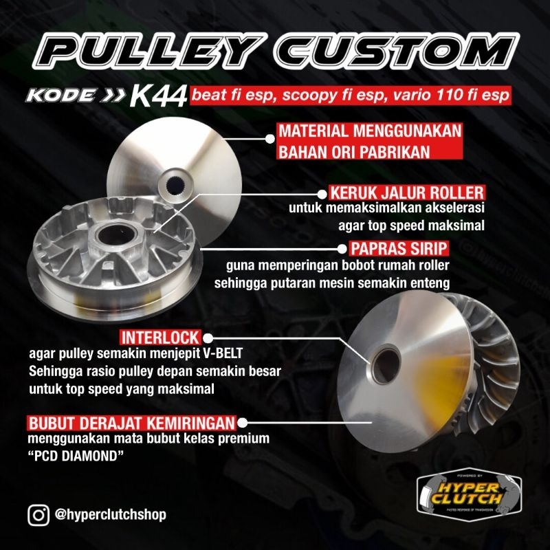 Jual pulley rumah roller dan kipas custom honda beat fi esp dan scoopy ...