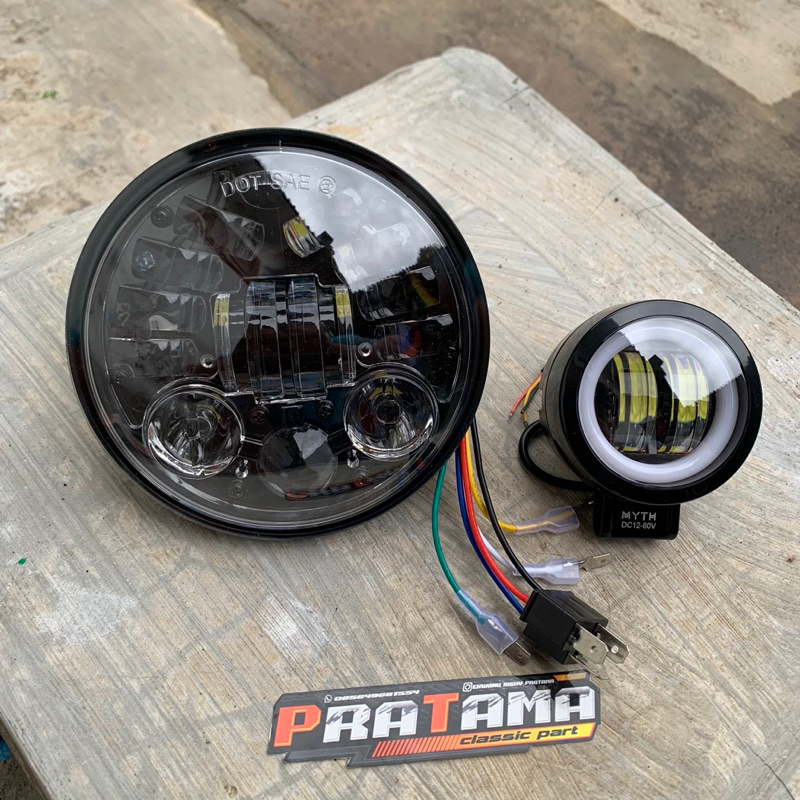 Jual lampu tiger pece daymaker 5,57 inch set daymaker 3 mata 3,5 inch ...