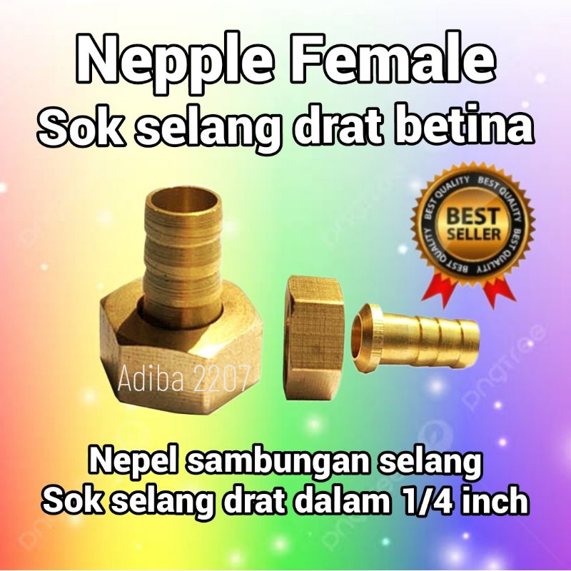 Jual Nepel ekor kran hato konektor female betina kuningan drat dalam ...