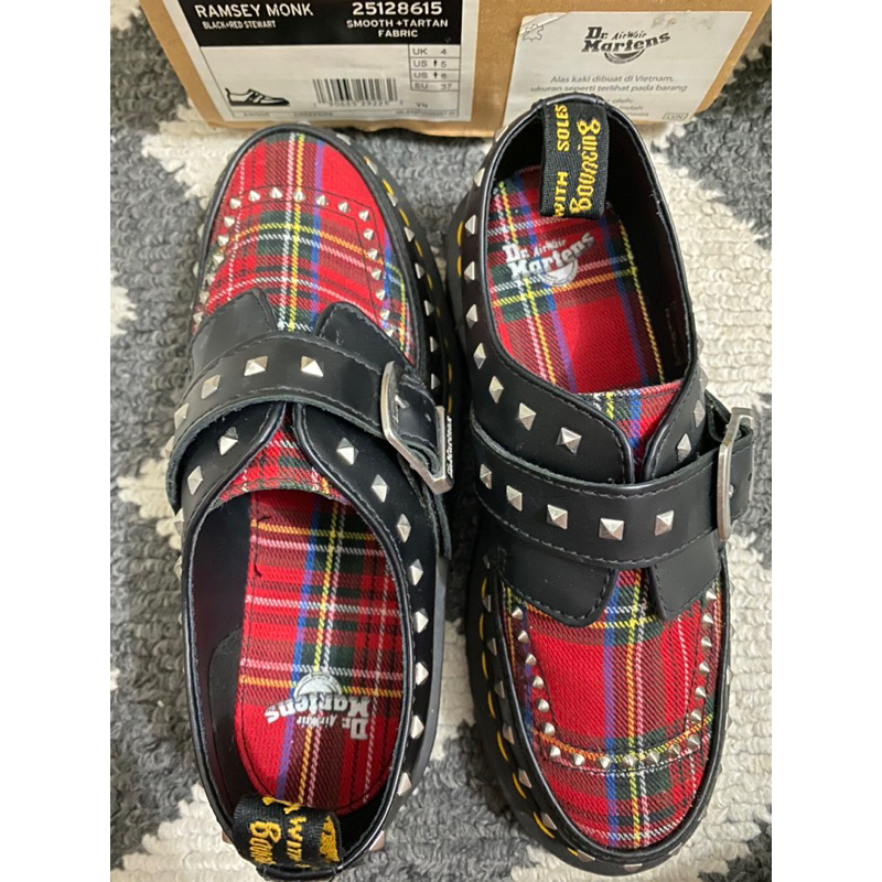 Jual Dr Martens Ramsey Monk Black Red Stewart docmart (preloved ...