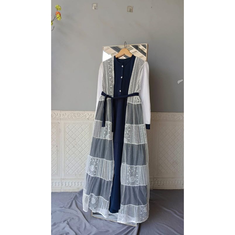 Jual MERONA-GAMIS DEWISAN 2IN1 LONG OUTER BURKAT MIXX CRINKLE /gamis ...