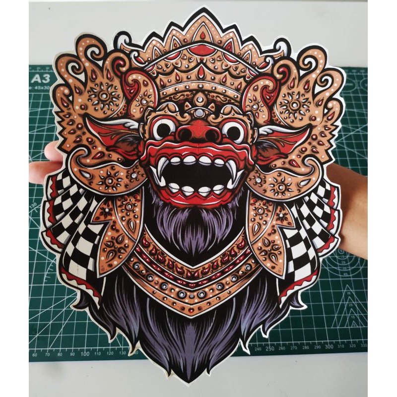 Jual Cetak sticker water slide decal gambar topeng leak barong monster ...