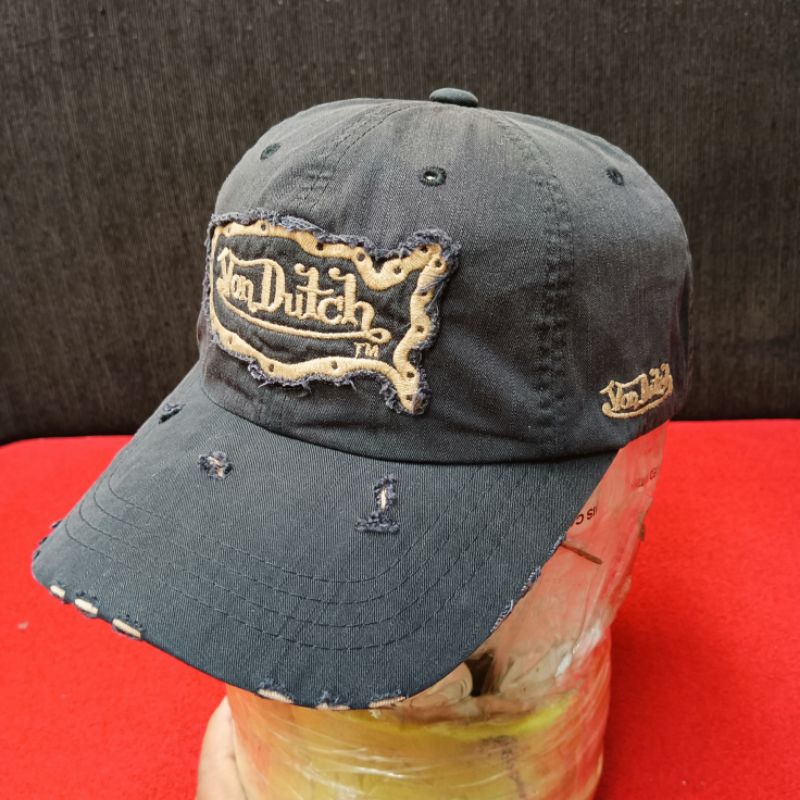 Jual TOPI VON DUTCH RIPPED DARK GREY ORIGINAL | Shopee Indonesia