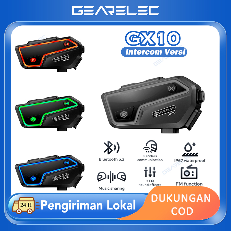 Jual GEARELEC GX10 Bluetooth 5.2 Helm Sepeda Motor Sistem Interkom 10 ...