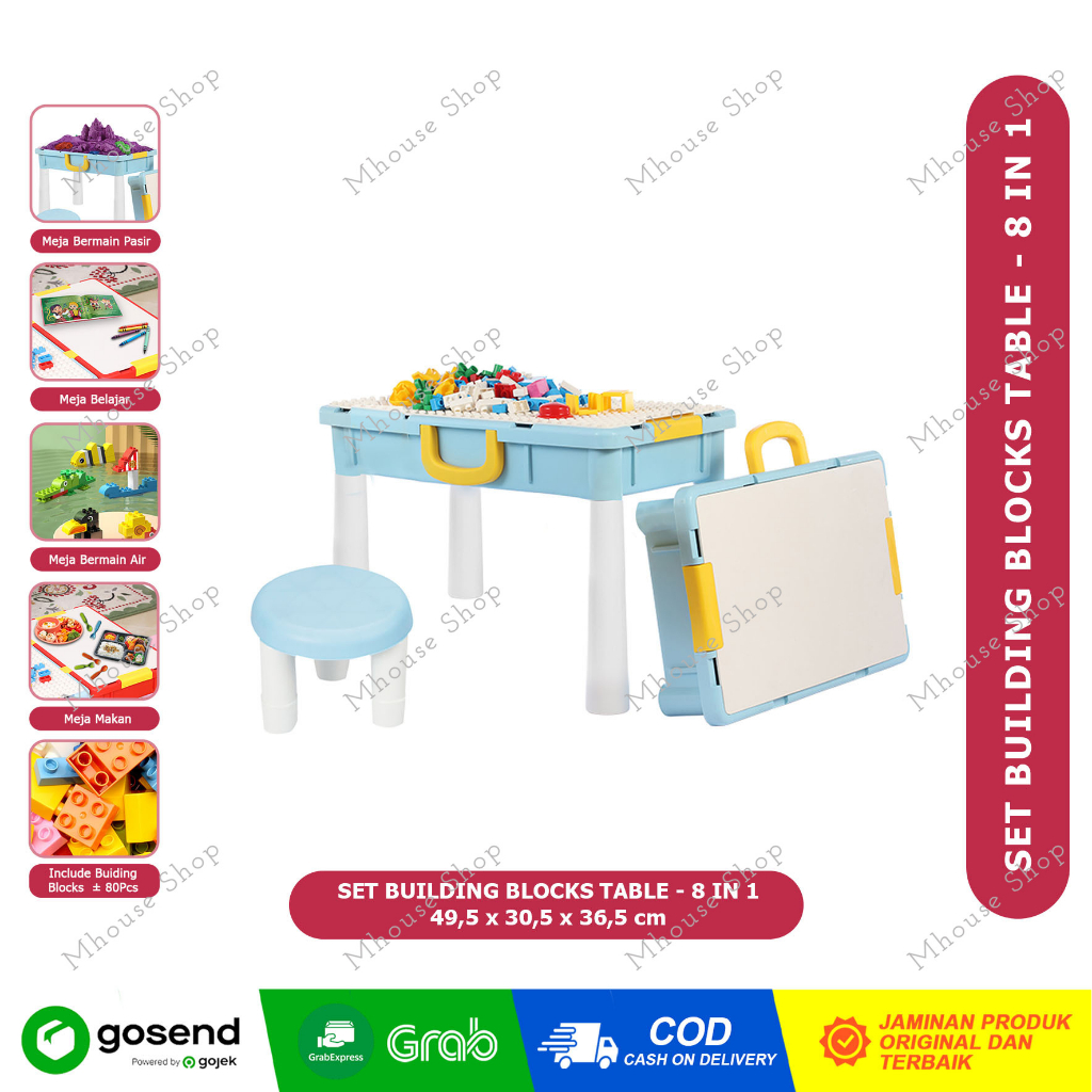 Jual SET MEJA KURSI 8 IN 1 PORTABLE SENSORY TABLE MEJA MAKAN BELAJAR ...