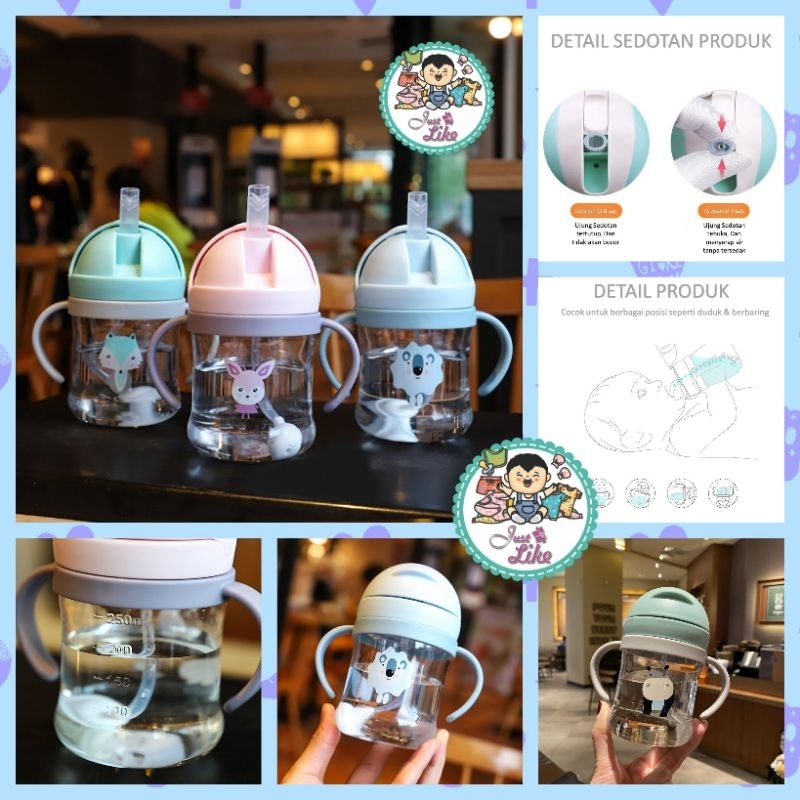 Jual JLIKE-Botol Minum Anak Bayi Karakter Hewan Gelas Viral 280ml ...