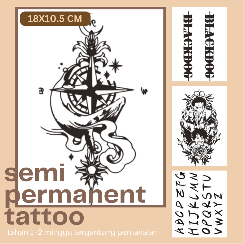 Jual Stiker Tato Semi Permanen 18x10.5cm | Waterproof | Tato Tahan Lama ...