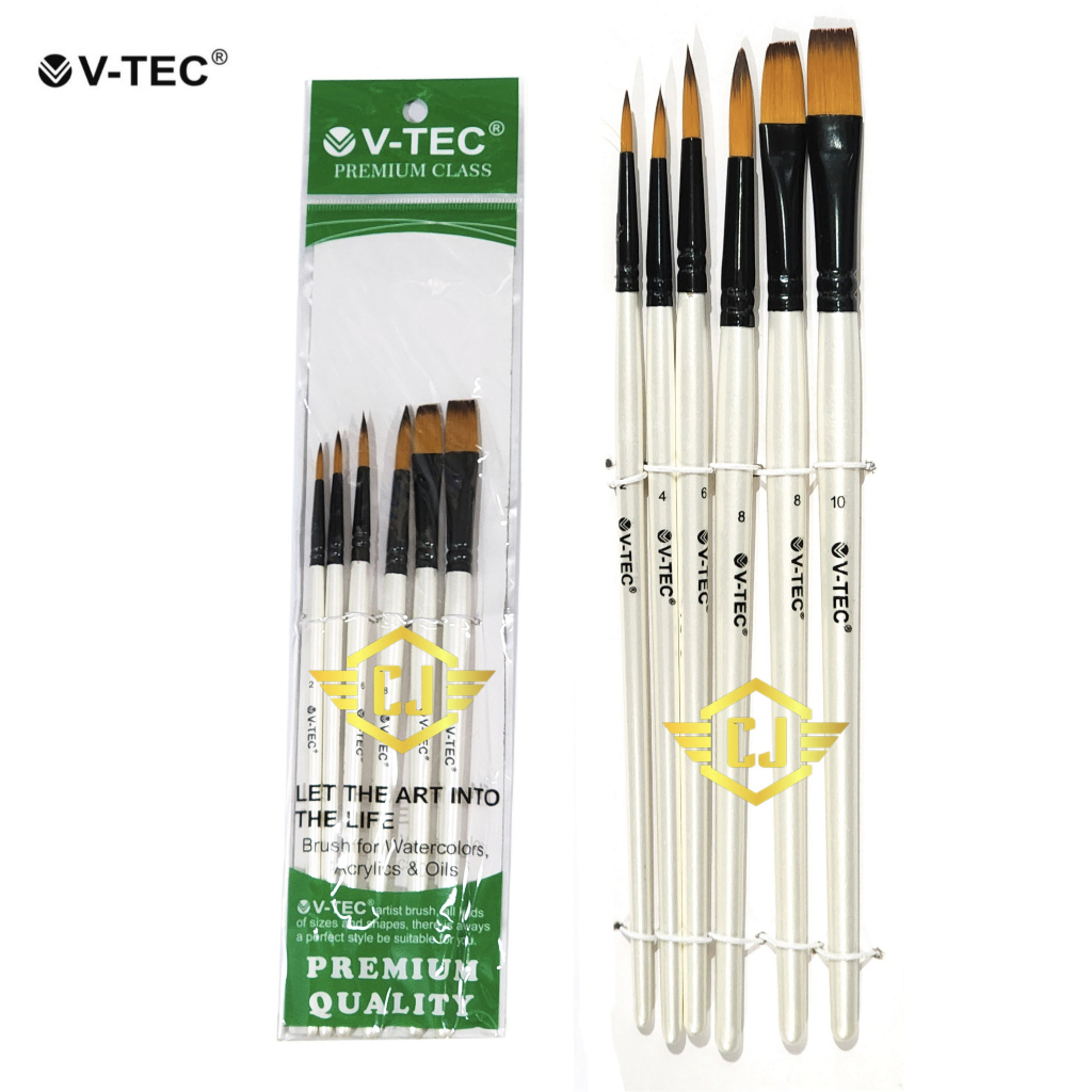 Jual Brush Set V-TEC A0411/6 Kuas Cat Air Cat Minyak Lukis Acrylic VTEC ...