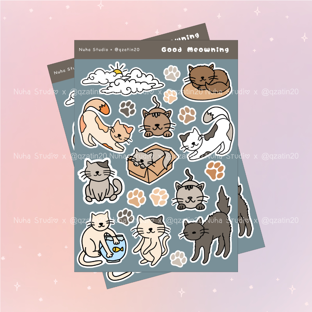Jual Sticker by qzatin20 | Good Meowning Kucing Paw | Aesthetic Sticker ...
