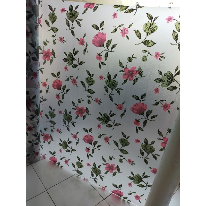 Jual pelapis kaca/stiker kaca sandblast motif bunga sepatu merah lebar ...