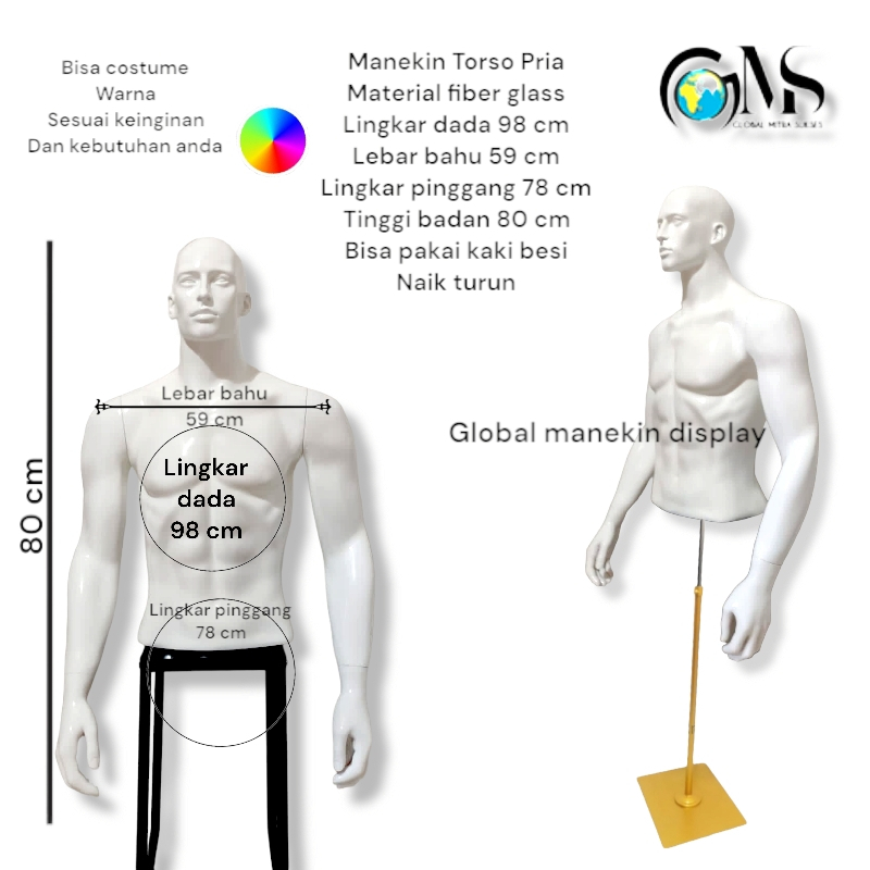 Jual Manekin Setengah Badan Pria Custom Fiber Glass | Shopee Indonesia