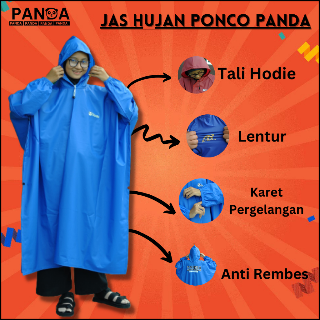 Jual Jas Hujan Ponco Kelalawar By Panda Bahan Karet PVC Tebal dan Elastis Ukuran Jumbo Garansi ...