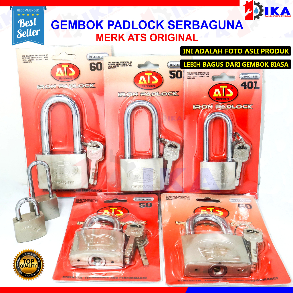 Jual KUNCI GEMBOK PADLOCK ATS 30MM 40MM 50MM 60MM LEHER PENDEK ...