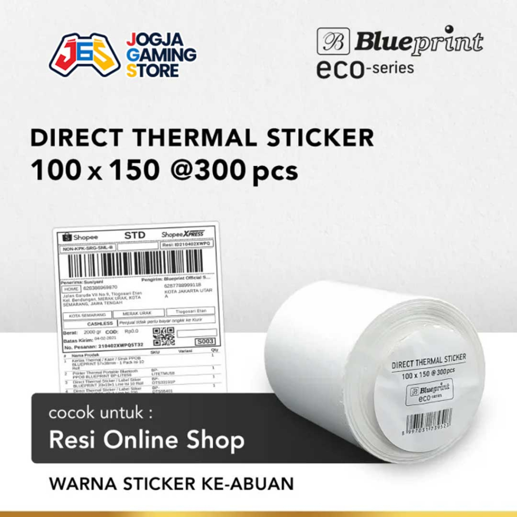 Jual Direct Thermal Sticker Label Resi Blueprint ECO 100x150 mm - 300 pcs | Shopee Indonesia