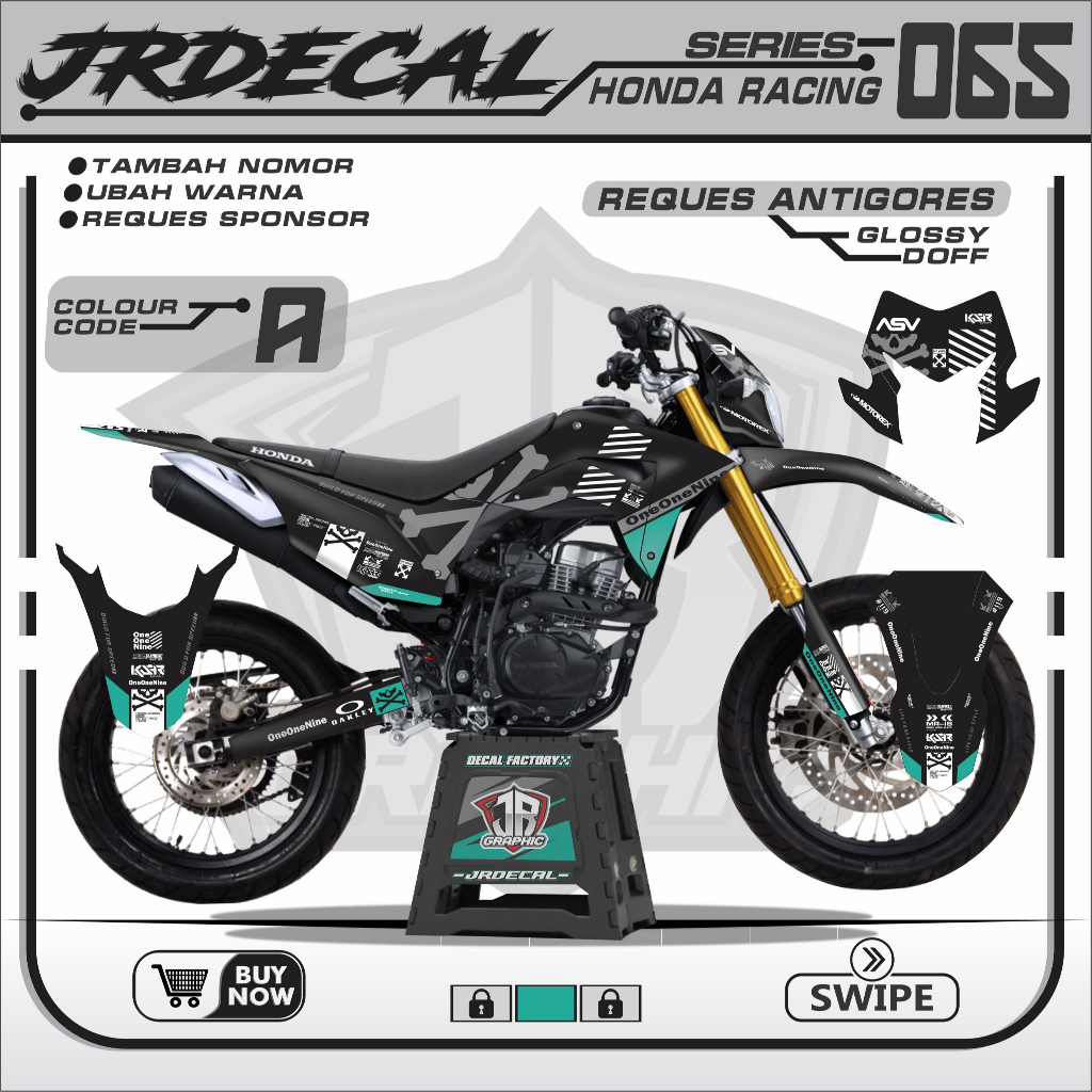 Jual DECAL CRF 150 L KSR ONEONENINE DESIGN SUPERMOTO TRAIL HITAM ...