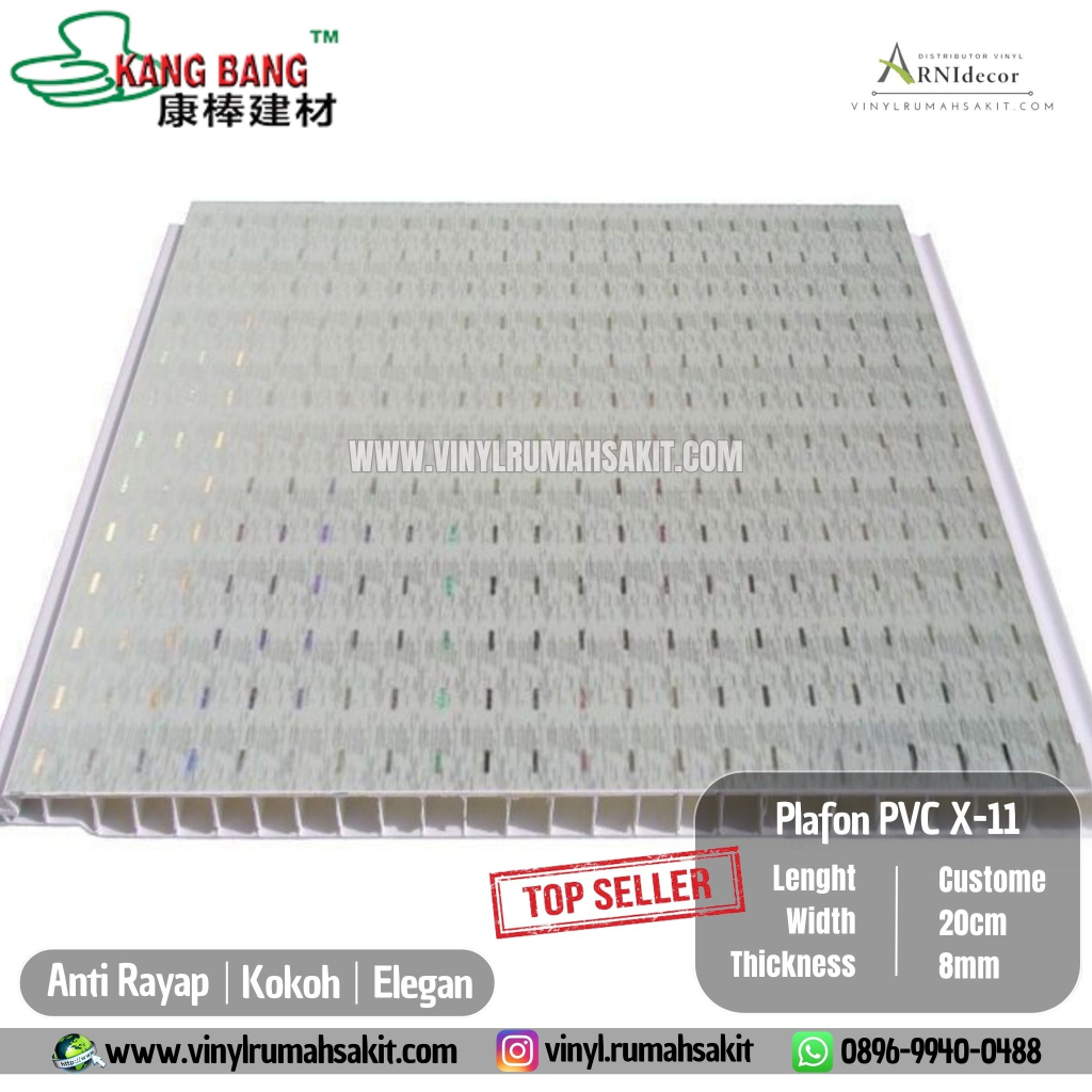 Jual Plafon Kangbang Bahan PVC type X-11 Panjang Custome Tebal 8mm ...
