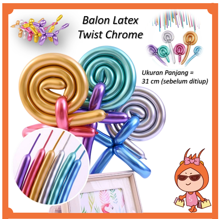 Jual Reseller Welcome - 5728 Balon Latex Twist Chrome / Balon Cacing ...