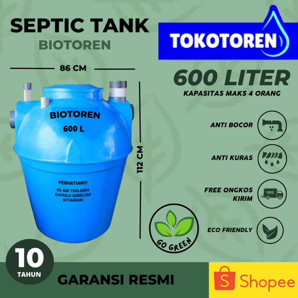 Jual BIO SEPTIC TANK BIOTOREN 600 L GARANSI 10 TAHUN FREE KIRIM ...