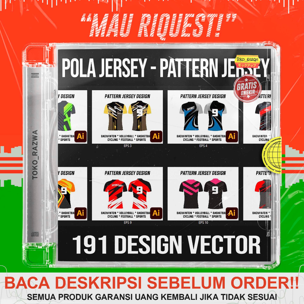 Jual 191 Design Vector - Pola Jersey - Pattern Jersey - 290323 | Shopee ...