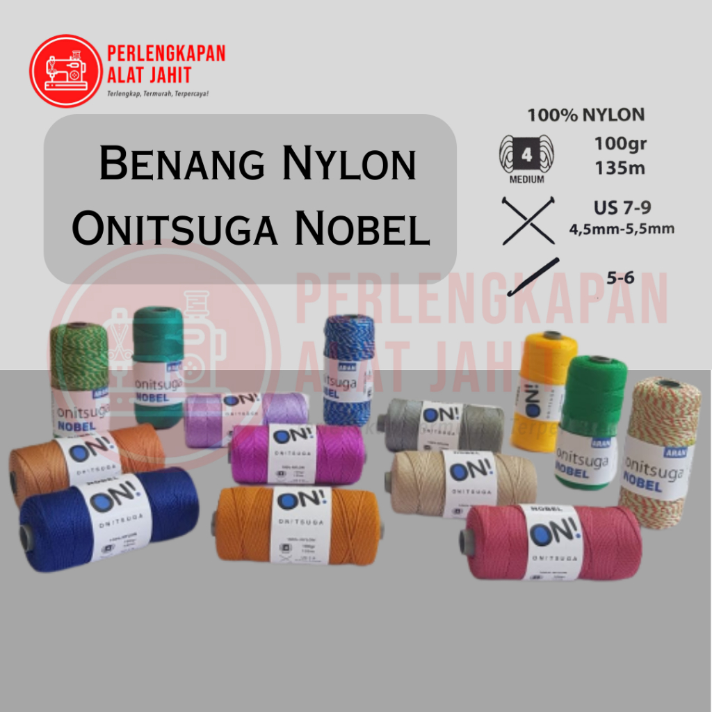 Jual BENANG NILON / NYLON ONITSUGA NOBEL BENANG RAJUT 1 WARNA | Shopee ...