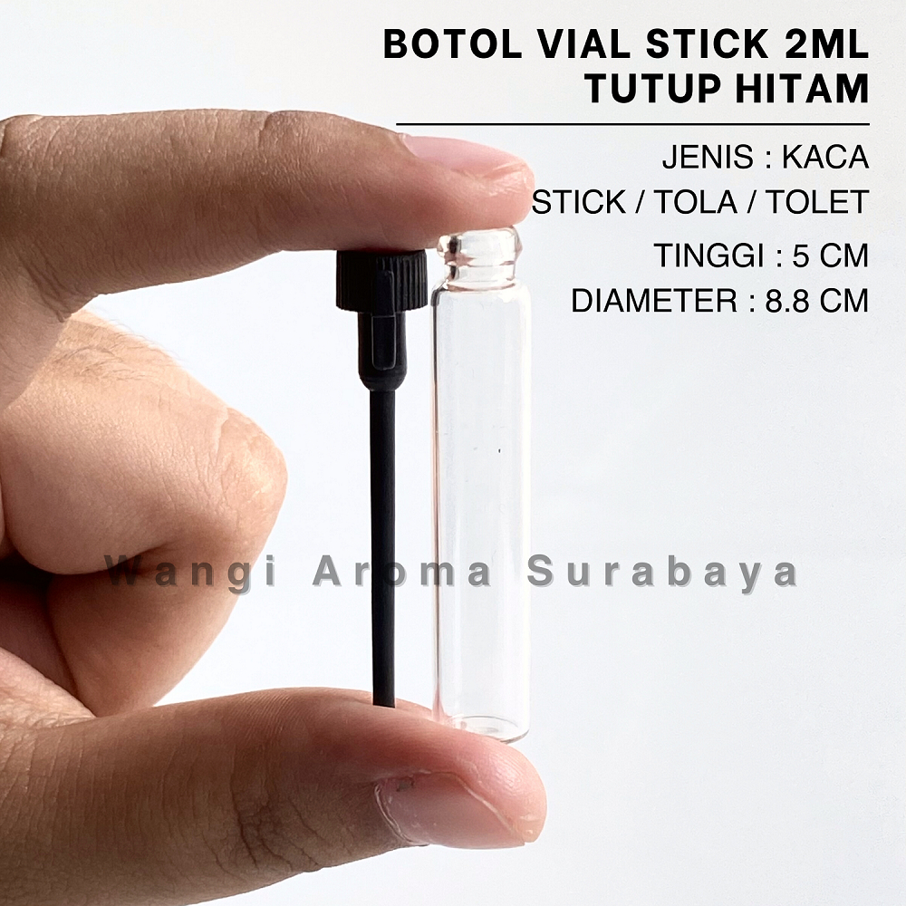 Jual Botol Tester Kaca 2ML Vial Stick Hitam - Botol Tester Parfum Kaca ...