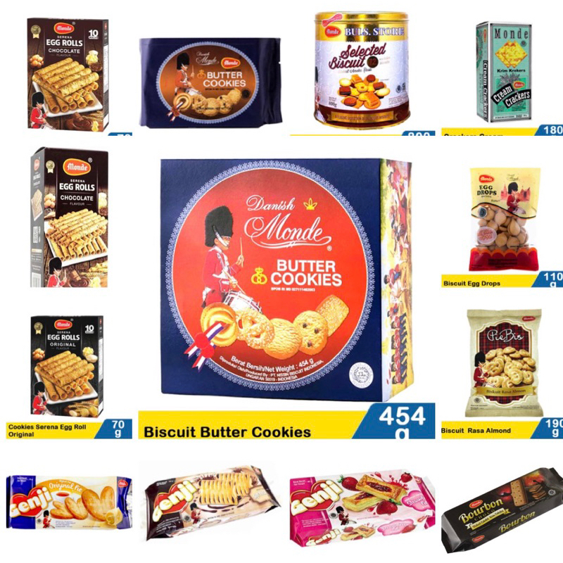 Jual BISKUIT MONDE ALL VARIAN/ EGG ROLL / BUTTER COOKIES / GENJI PIE ...
