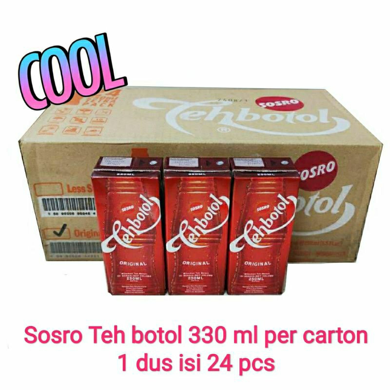 Jual teh botol sosro 330 ml kemasan kotak | 1 dus isi 24 pcs | Shopee Indonesia